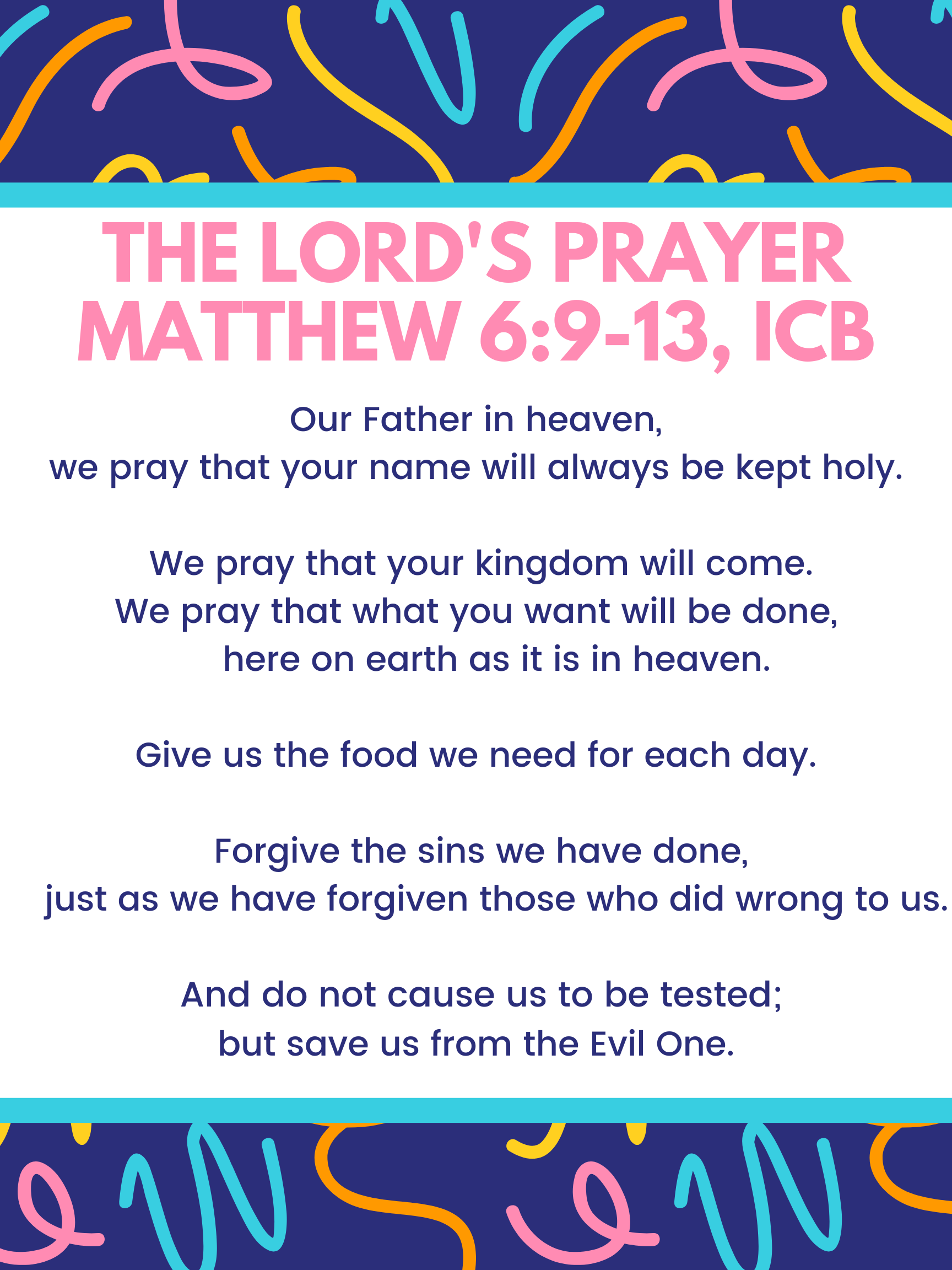 5 Kid Friendly Free Printable Lord's Prayer - Bible Activities For Kids